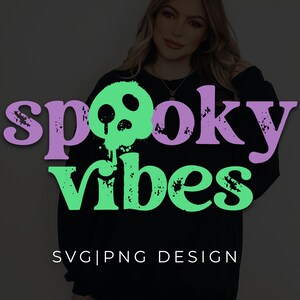 Spooky Vibes Distressed SVG PNG Skull Halloween T-shirt Design ...