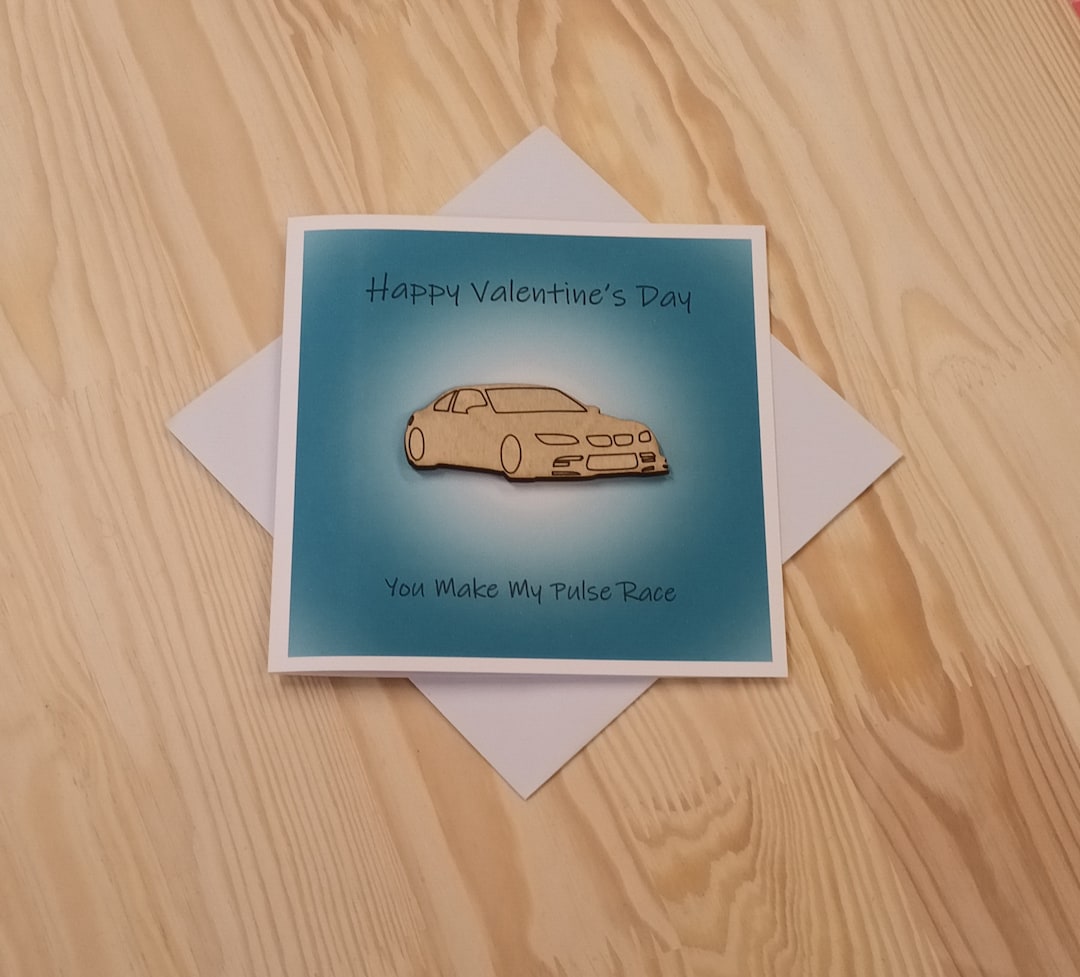 Racing Car Valentine's Card With Wooden Embellishment - Etsy