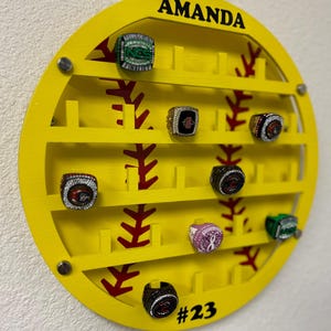 Personalized Softball Ring Display: Custom Team Trophy, Wall Hanger - Etsy