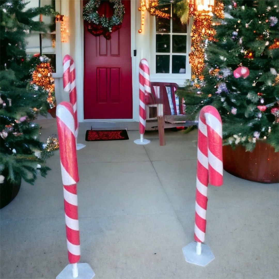 Set of 4 Giant Outdoor/indoor Candy Canes/ Outdoor Candy Christmas ...