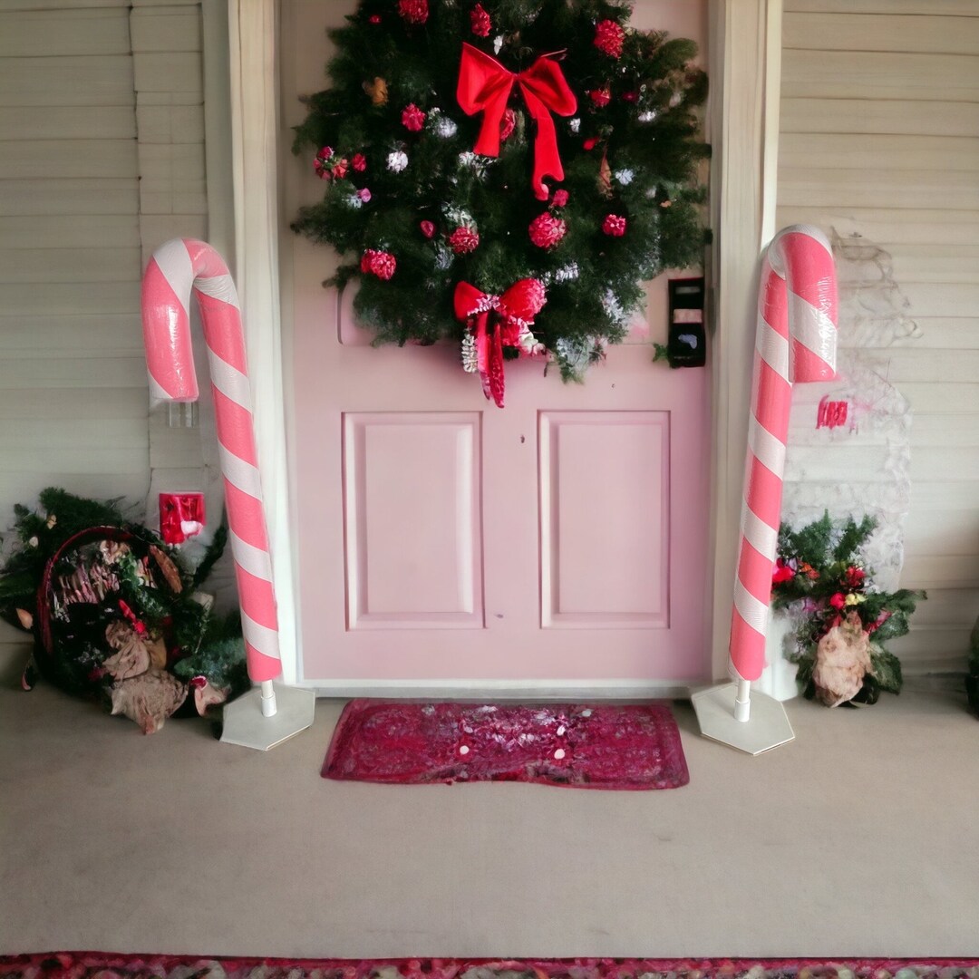 2 Giant Pink Fake Candy Canes/candy Christmas/pastel Christmas Decor ...