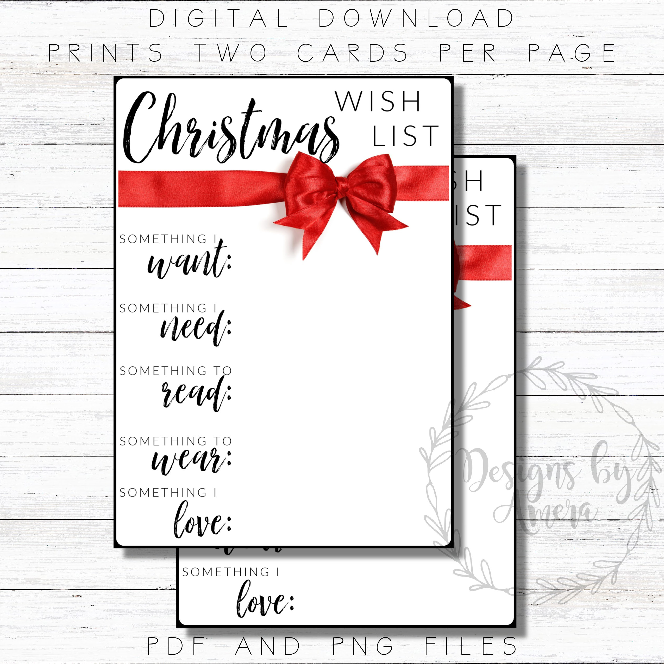 Christmas / Holiday WISH LIST Gift Exchange Printable | Etsy