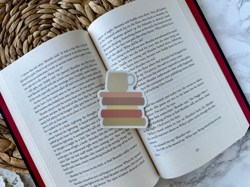 Pink Book Stack Sticker Coffee and Books Sticker Stickers for Readers ...