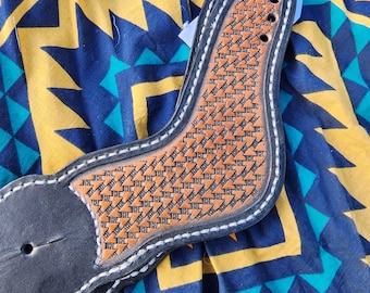 Hand Tooled Feather Dove Wing Style Spur Straps With Hand Painted ...