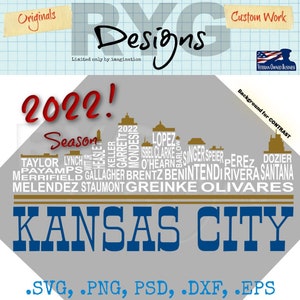 Kansas City Pro Baseball Team Skyline Names Graphic - Etsy
