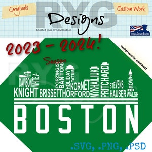 Boston Pro Basketball Team Skyline Names Graphic - Etsy