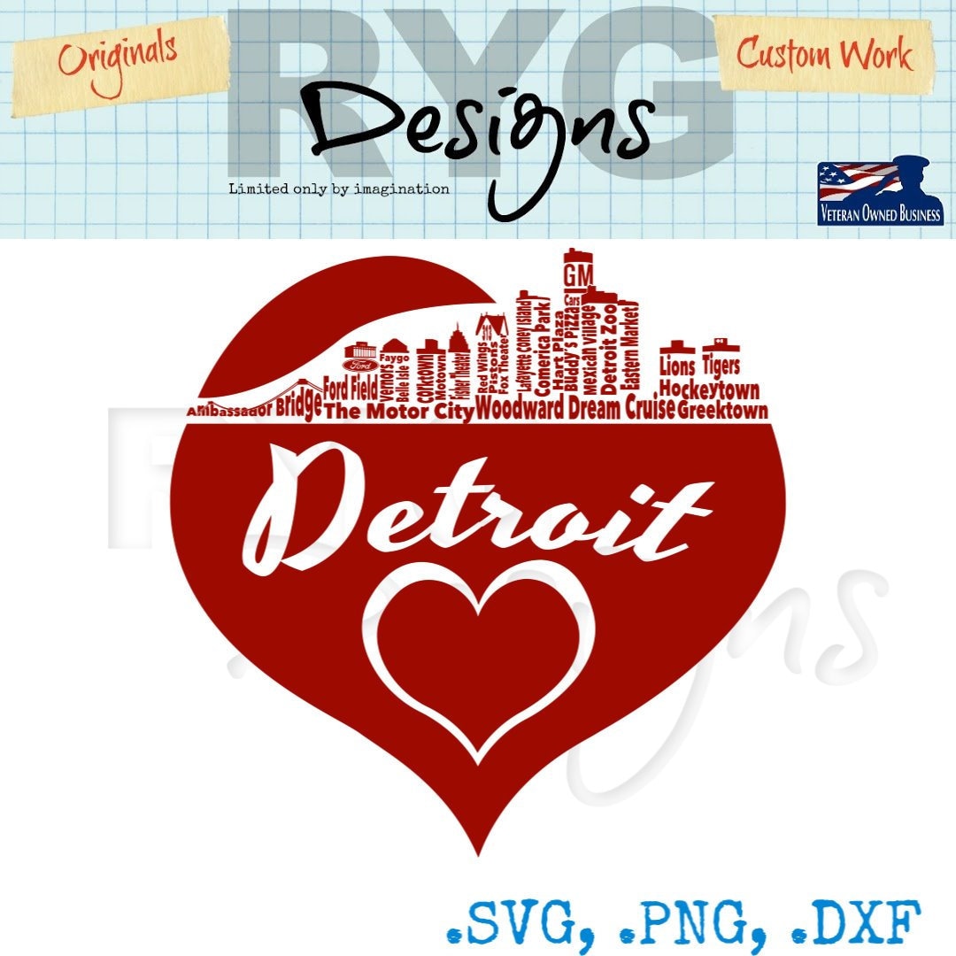 Detroit Icons Skyline Graphic - Etsy