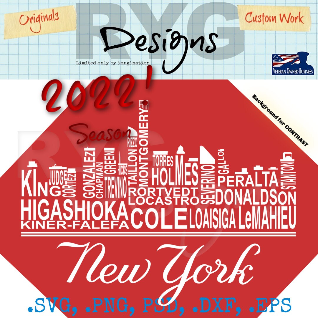 New York Pro Baseball Team Skyline Names Graphic - Etsy