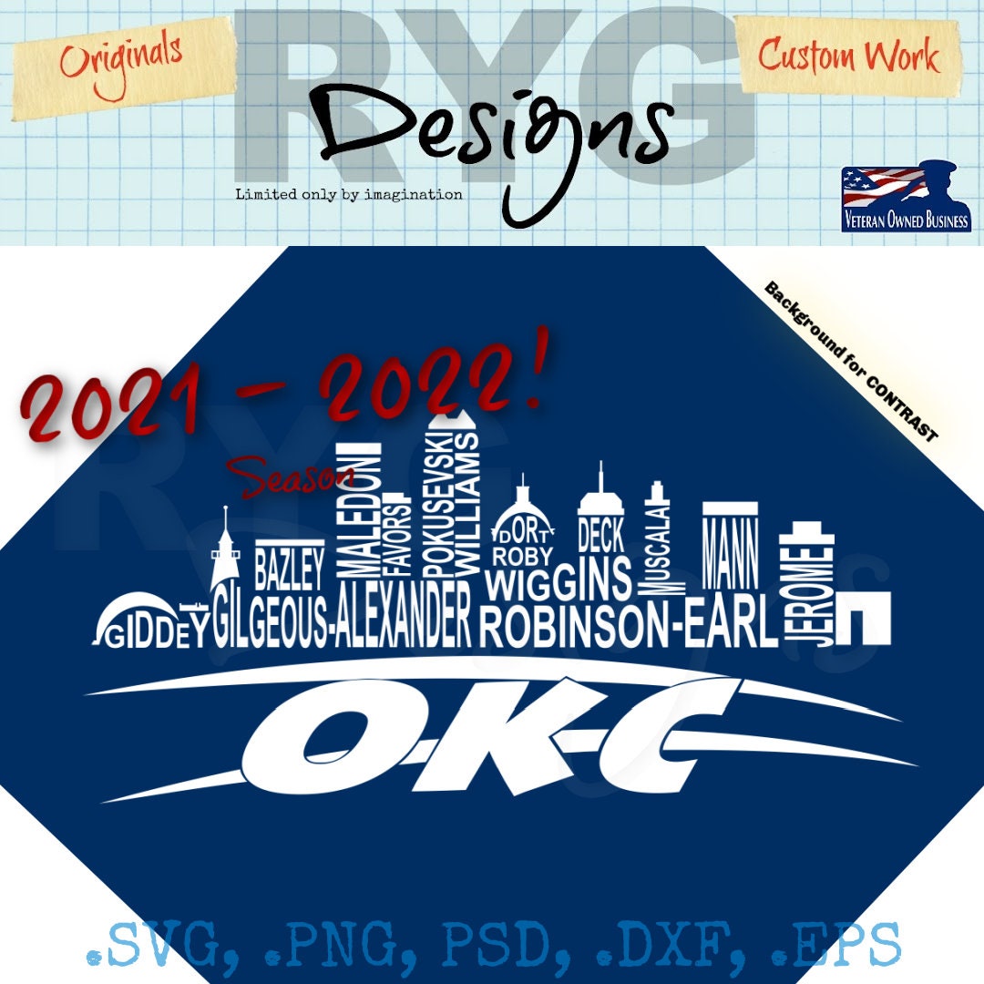 Oklahoma City OKC Pro Basketball Team Skyline Names Graphic - Etsy