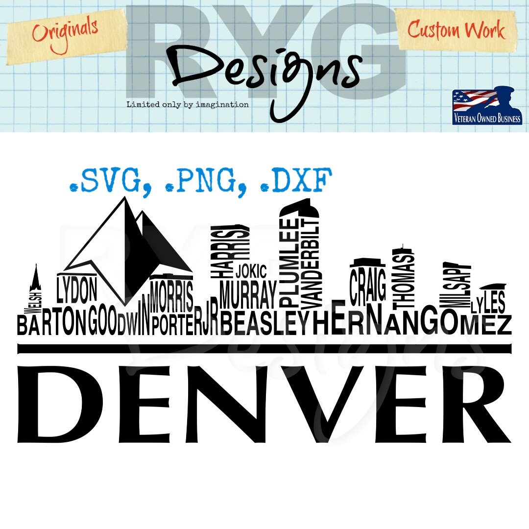 Denver Pro Basketball Team Skyline Names Graphic | Etsy