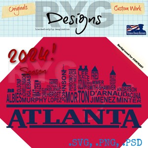 Atlanta Pro Baseball Team Skyline Names Graphic - Etsy