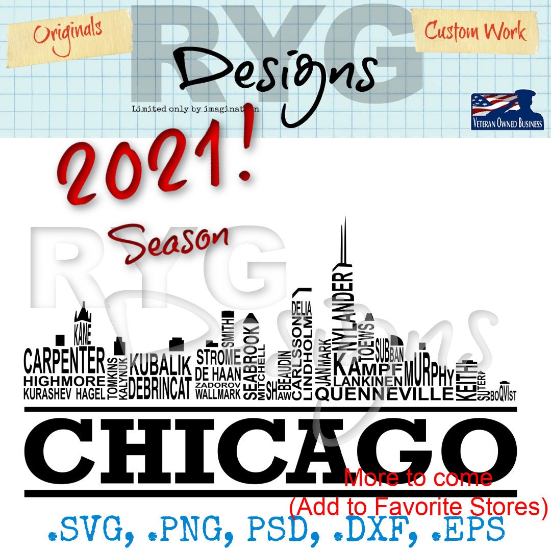 Chicago's Pro Hockey Team Skyline Names Graphic | Etsy