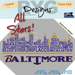 Baltimore's Football Team Skyline Names Graphic - Etsy