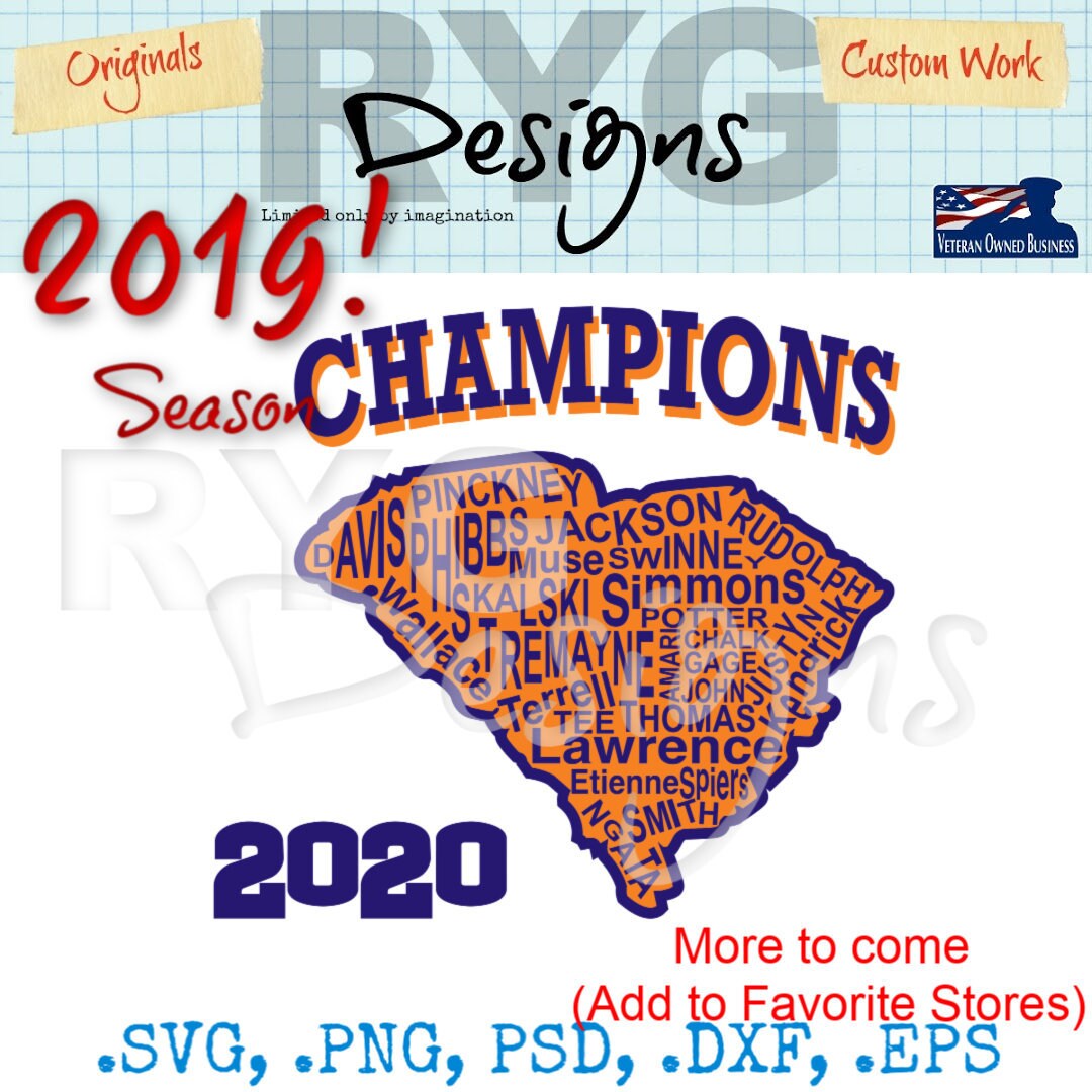 Clemson College Football Names Graphic - Etsy