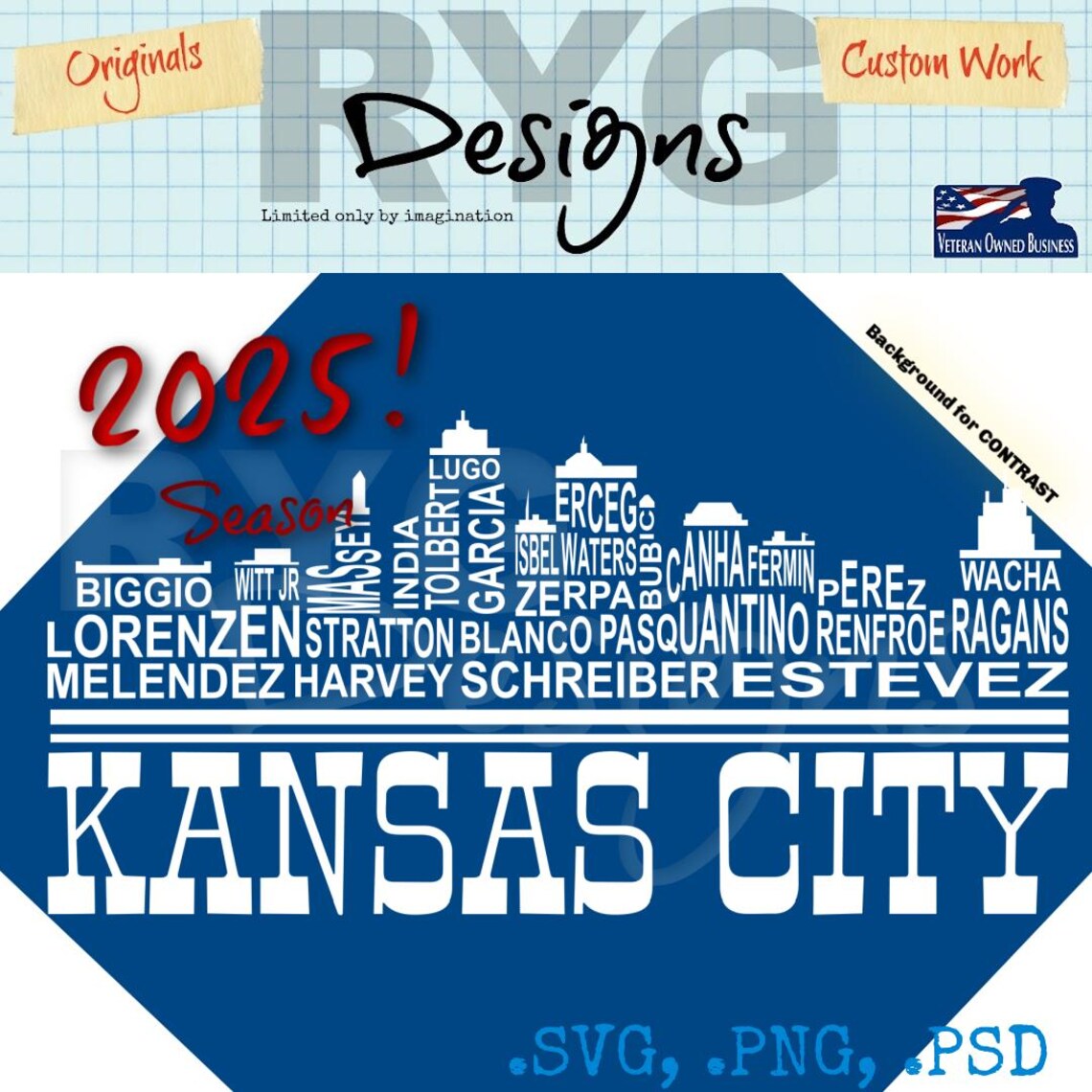 Kansas City Pro Baseball Team Skyline Names Graphic - Etsy