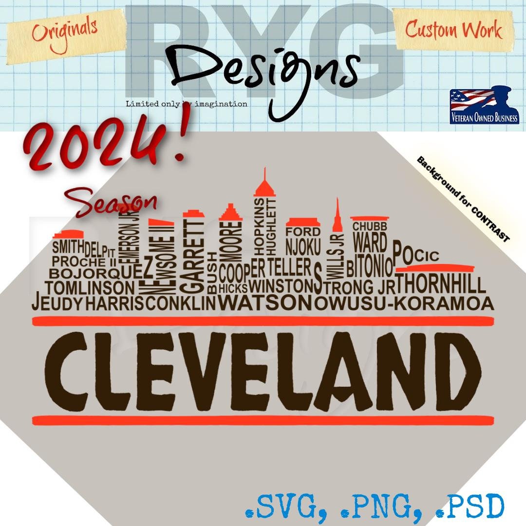 Cleveland City Skyline Pro Football Team Names Graphic - Etsy