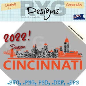 Cincinnati Skyline Pro Football Team Names Graphic - Etsy