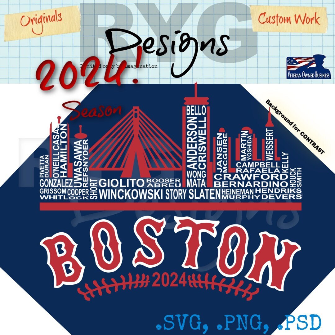Boston Pro Baseball Skyline Roster Graphic - Etsy