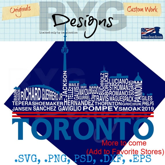 Toronto Pro Baseball Team Skyline Names Graphic | Etsy