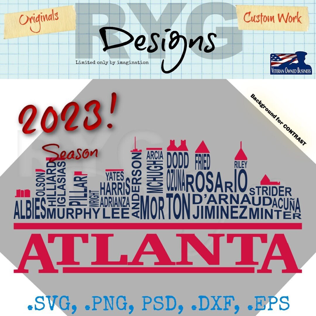 Atlanta Pro Baseball Team Skyline Names Graphic - Etsy