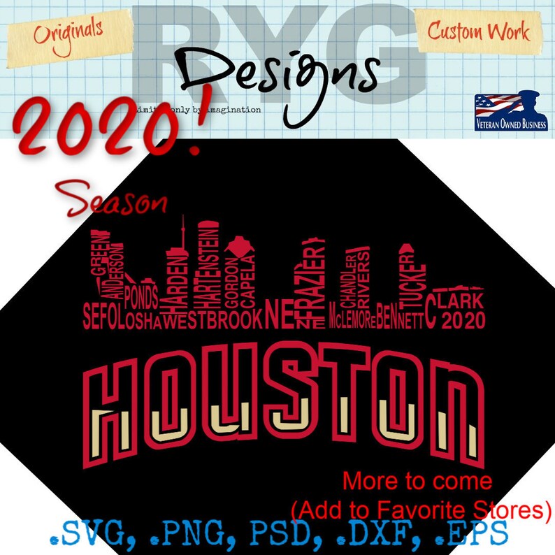 Houston Pro Basketball Team Skyline Names Graphic - Etsy