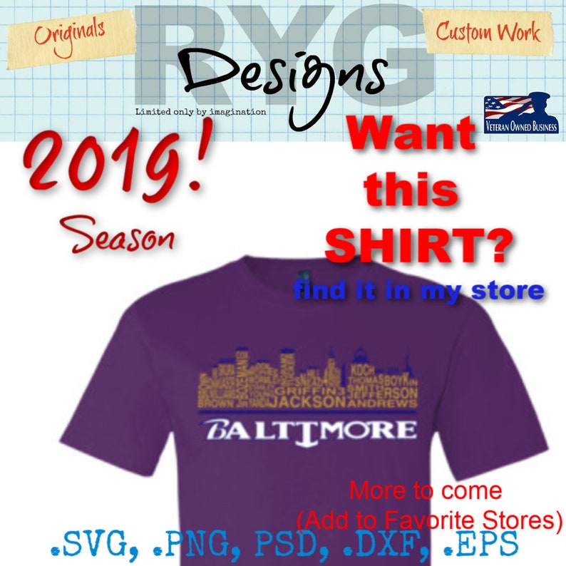 Baltimore's Football Team Skyline Names Graphic 2020 | Etsy
