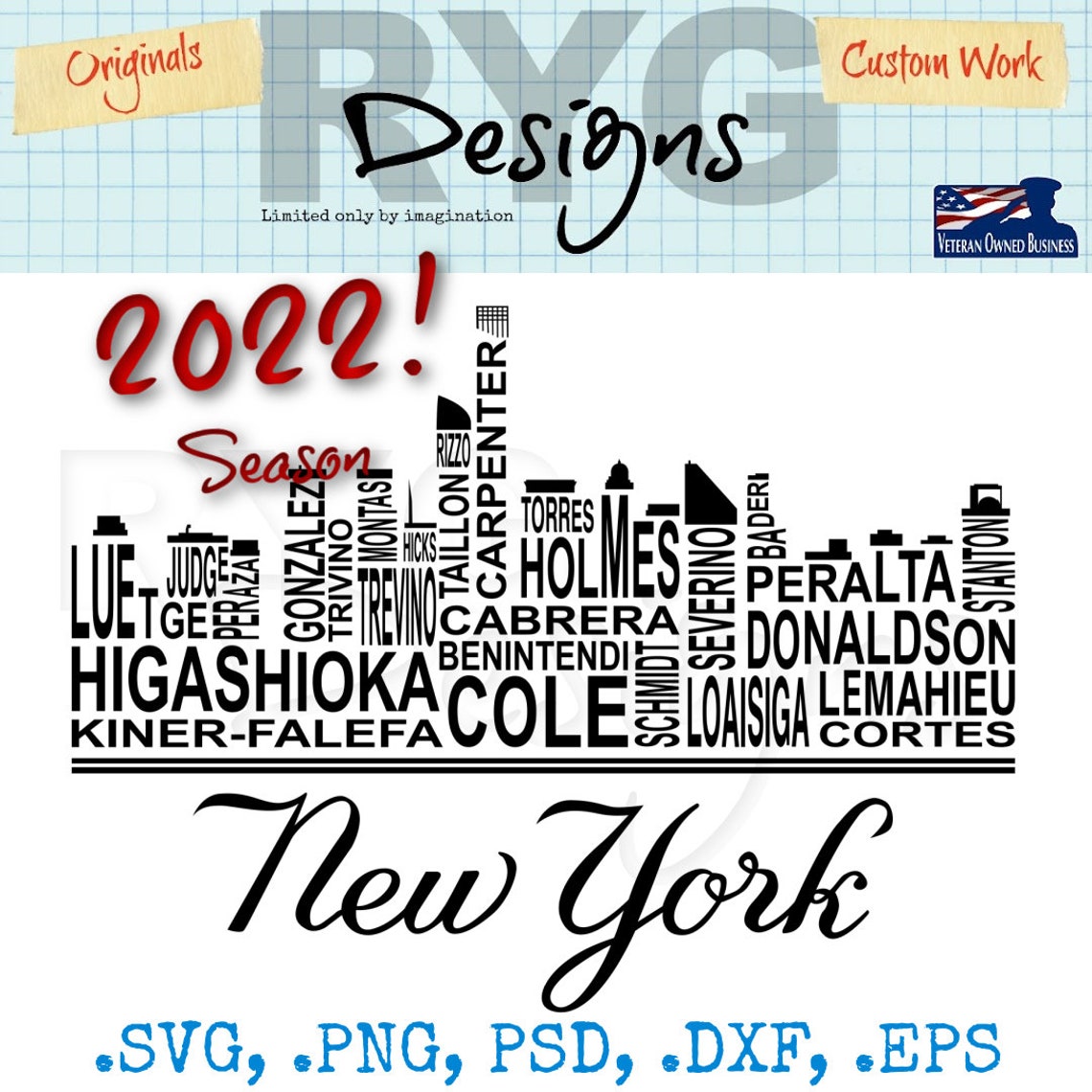 New York Pro Baseball Team Skyline Names Graphic - Etsy