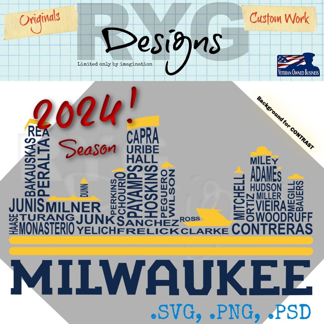 Milwaukee Pro Baseball Team Skyline Names Graphic - Etsy