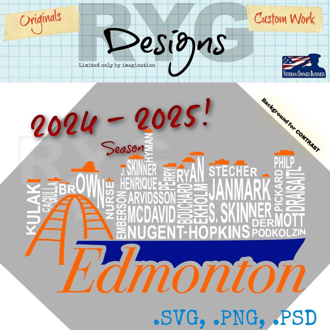 Edmonton Pro Hockey Team Skyline Names Graphic - Etsy Canada
