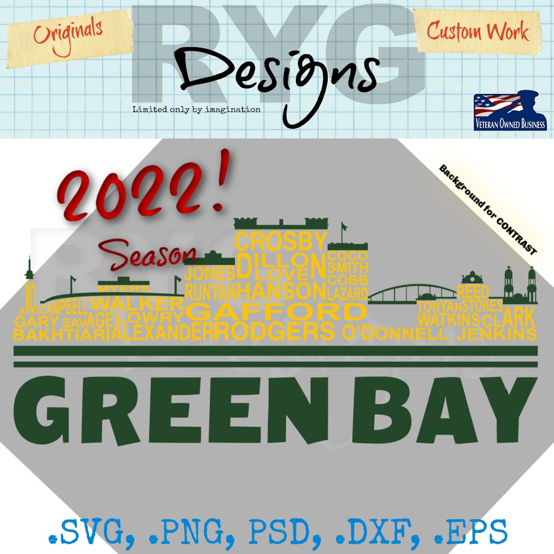 Green Bay Skyline Names Graphic - Etsy