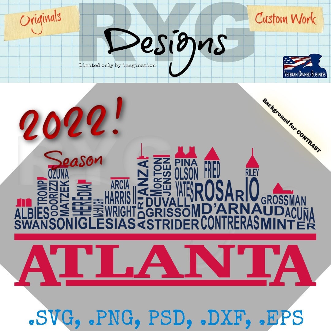 Atlanta Pro Baseball Team Skyline Names Graphic - Etsy