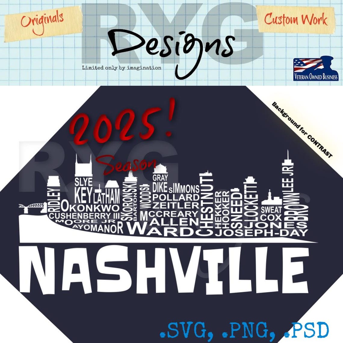 Nashville City Skyline Pro Football Team Names Graphic - Etsy