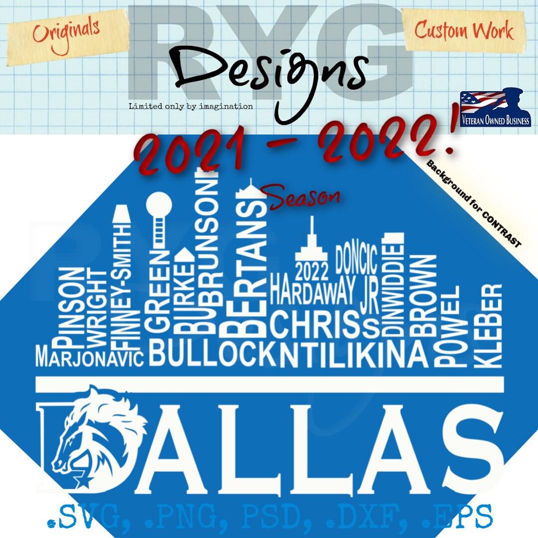 Dallas Pro Basketball Theam Skyline Names Graphic - Etsy
