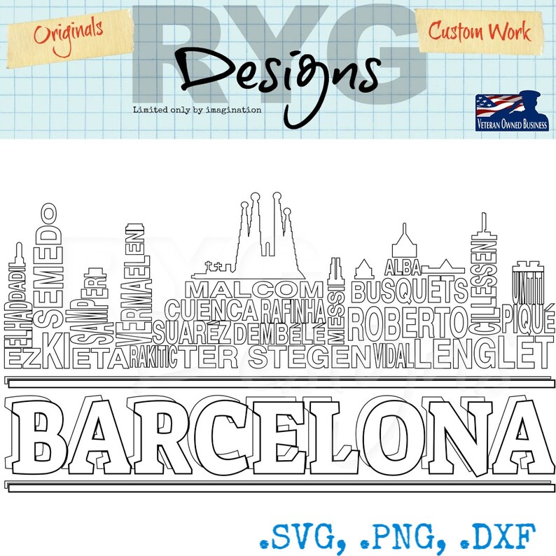 FC Barcelona Names Graphic - Etsy