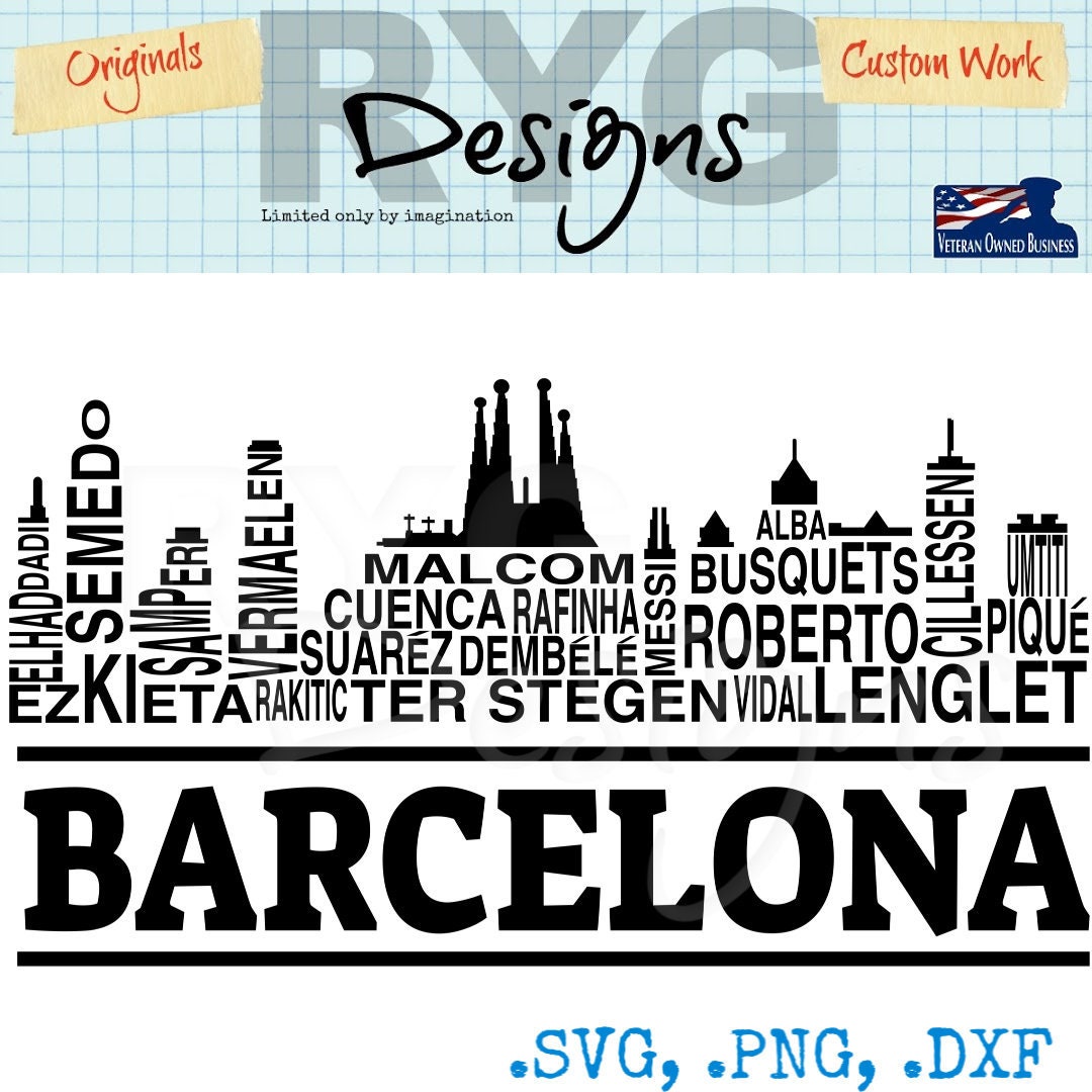 FC Barcelona Names Graphic - Etsy