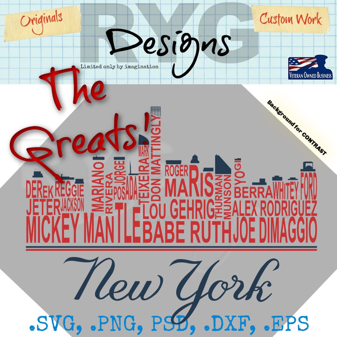 New York Pro Baseball Team Skyline Names Graphic - Etsy