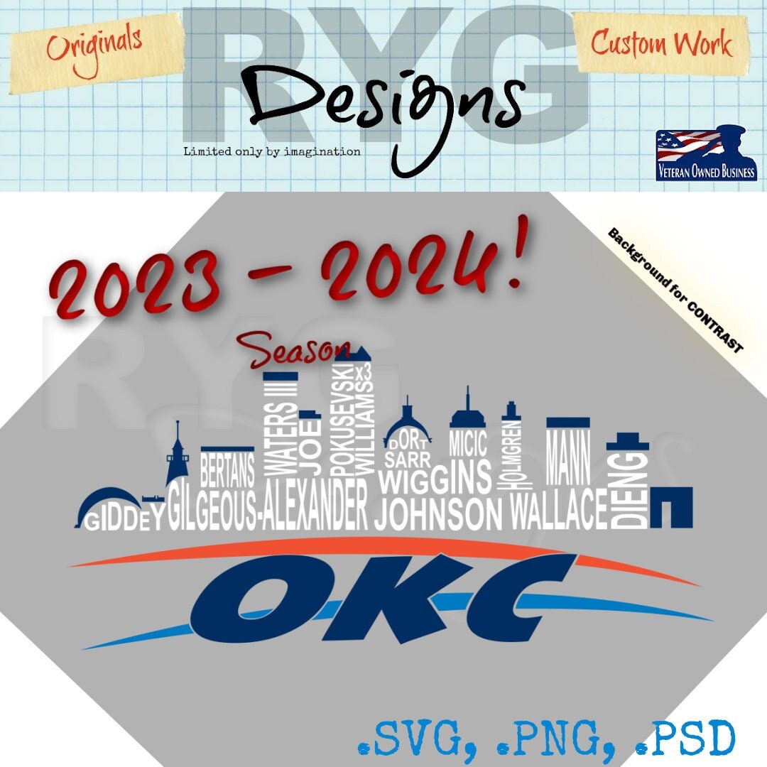 Oklahoma City OKC Pro Basketball Team Skyline Names Graphic - Etsy
