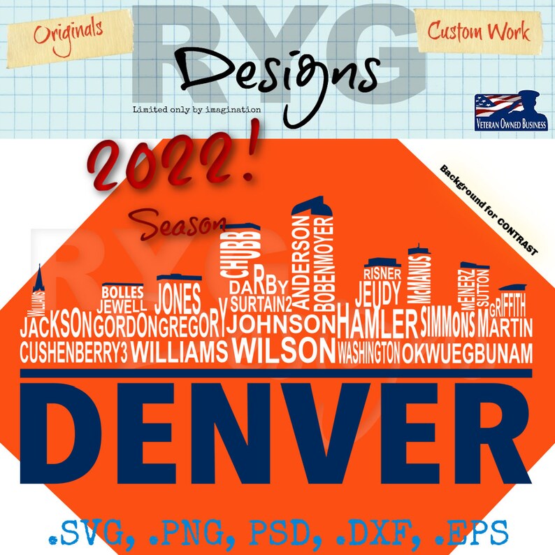Denver Skyline Names Graphic Season Roster - Etsy