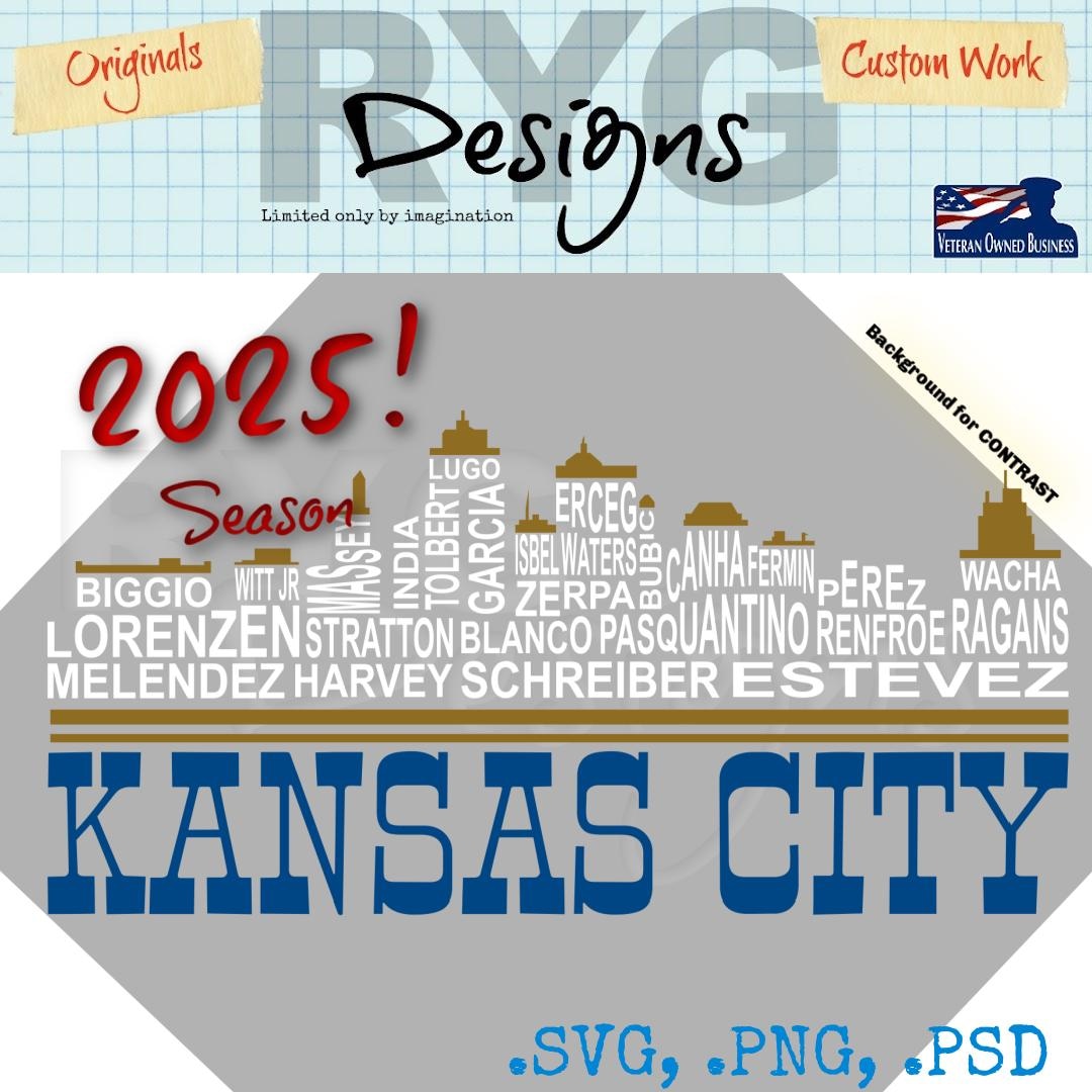 Kansas City Pro Baseball Team Skyline Names Graphic - Etsy