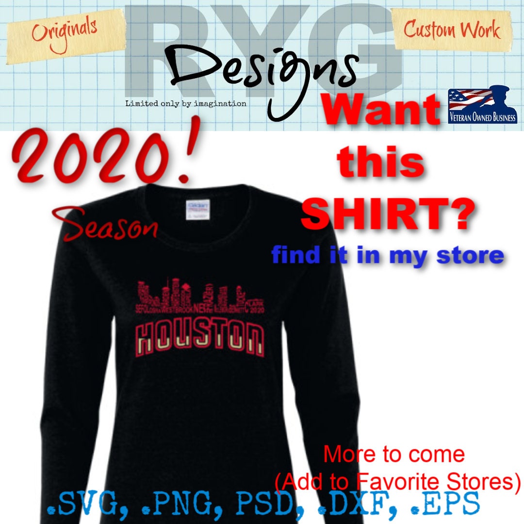 Houston Pro Basketball Team Skyline Names Graphic - Etsy