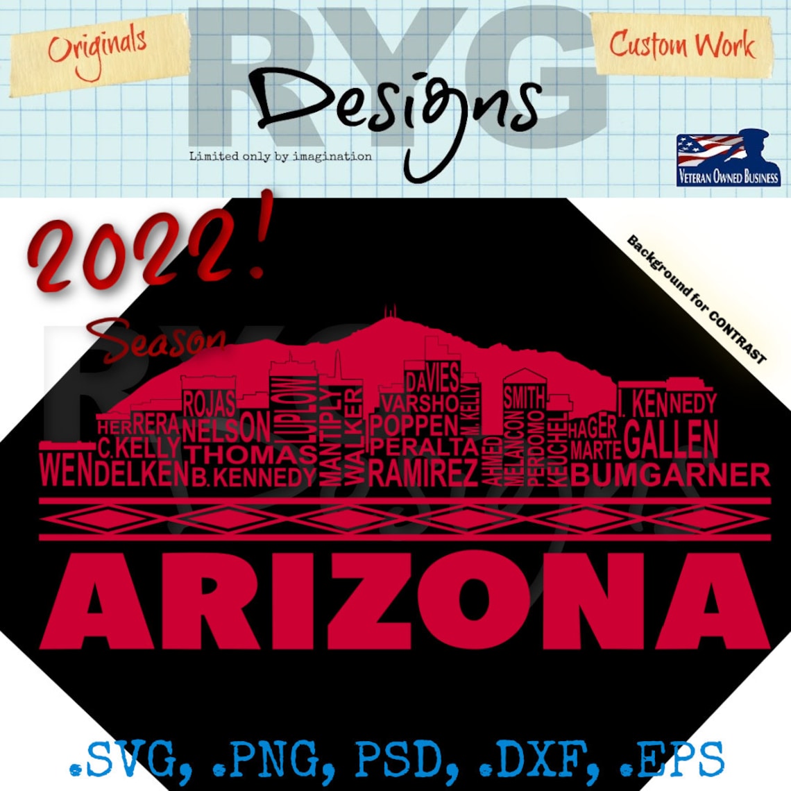 Arizona Pro Baseball Team Skyline Names Graphic - Etsy