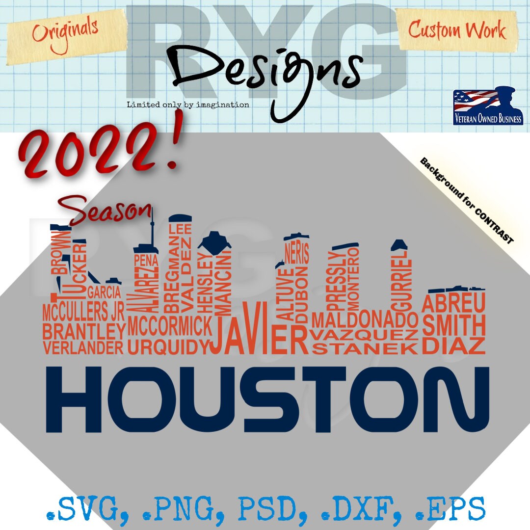 Houston Pro Baseball Team Skyline Names Graphic - Etsy