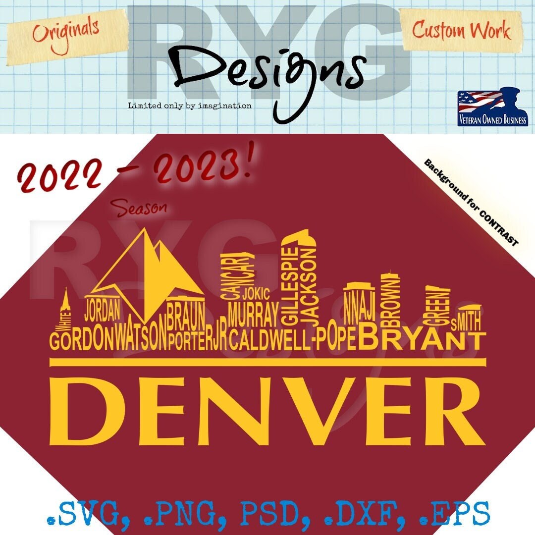 Denver Pro Basketball Team Skyline Names Graphic - Etsy