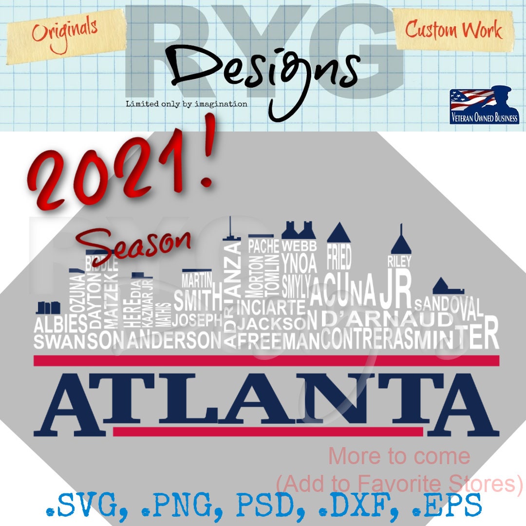 Atlanta Pro Baseball Team Skyline Names Graphic | Etsy