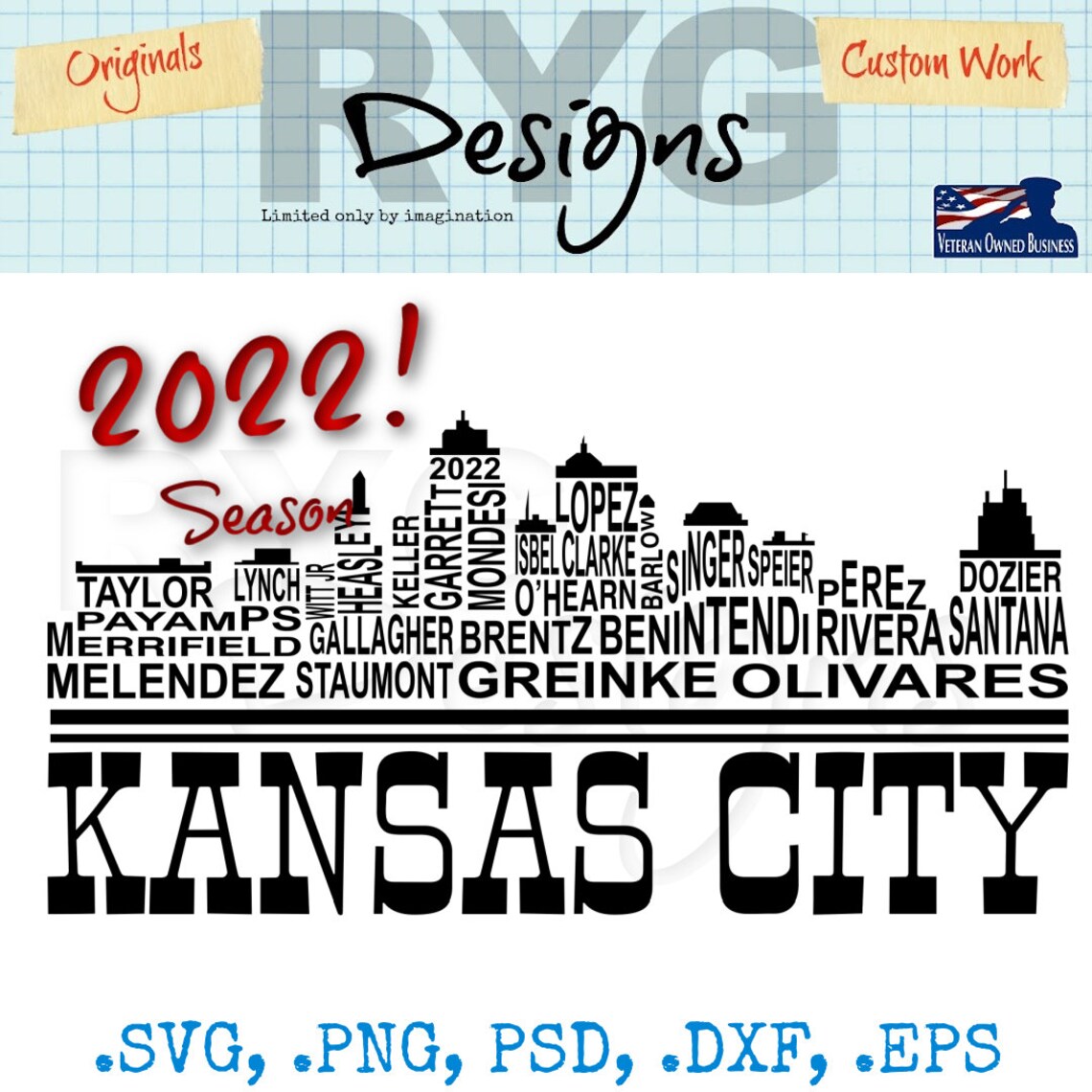 Kansas City Pro Baseball Team Skyline Names Graphic - Etsy