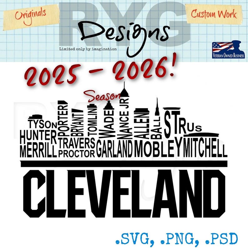 Cleveland Pro Basketball Team Skyline Names Graphic - Etsy