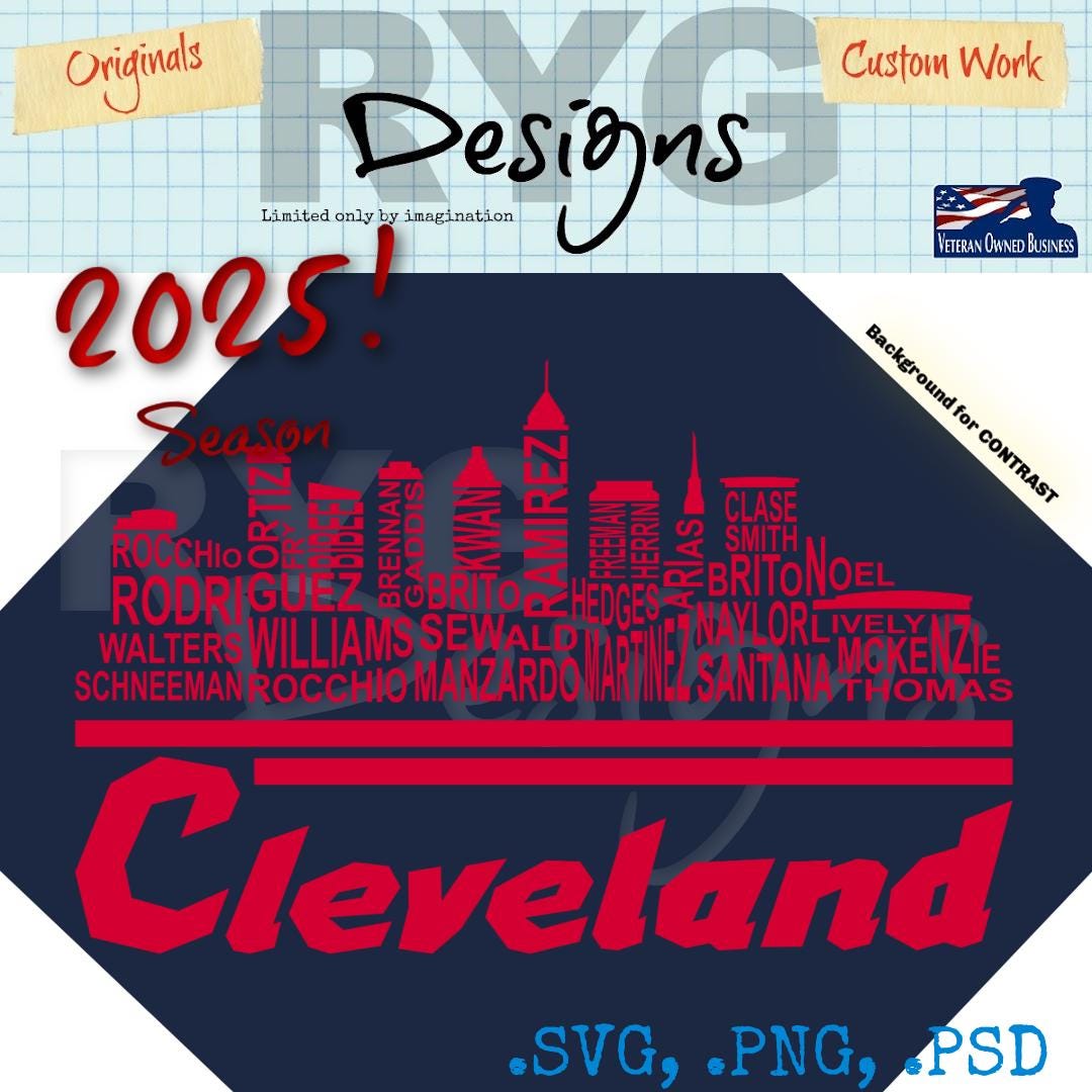 Cleveland Pro Baseball Team Skyline Names Graphic - Etsy