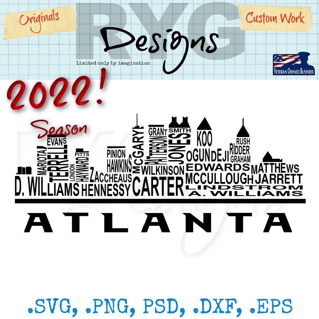 Atlanta Skyline Pro Football Names Graphic - Etsy