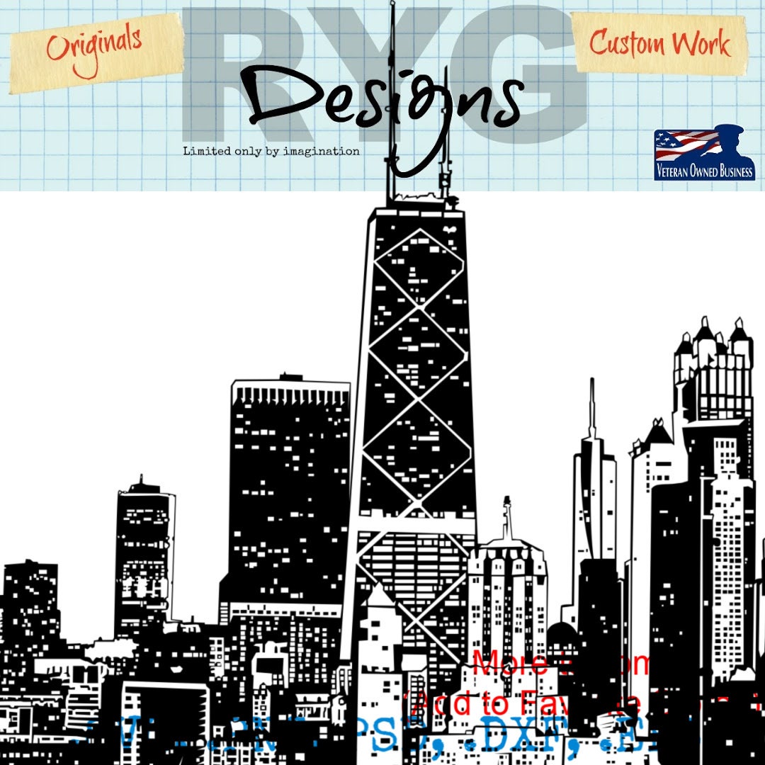 Chicago Skyline Graphic - Etsy