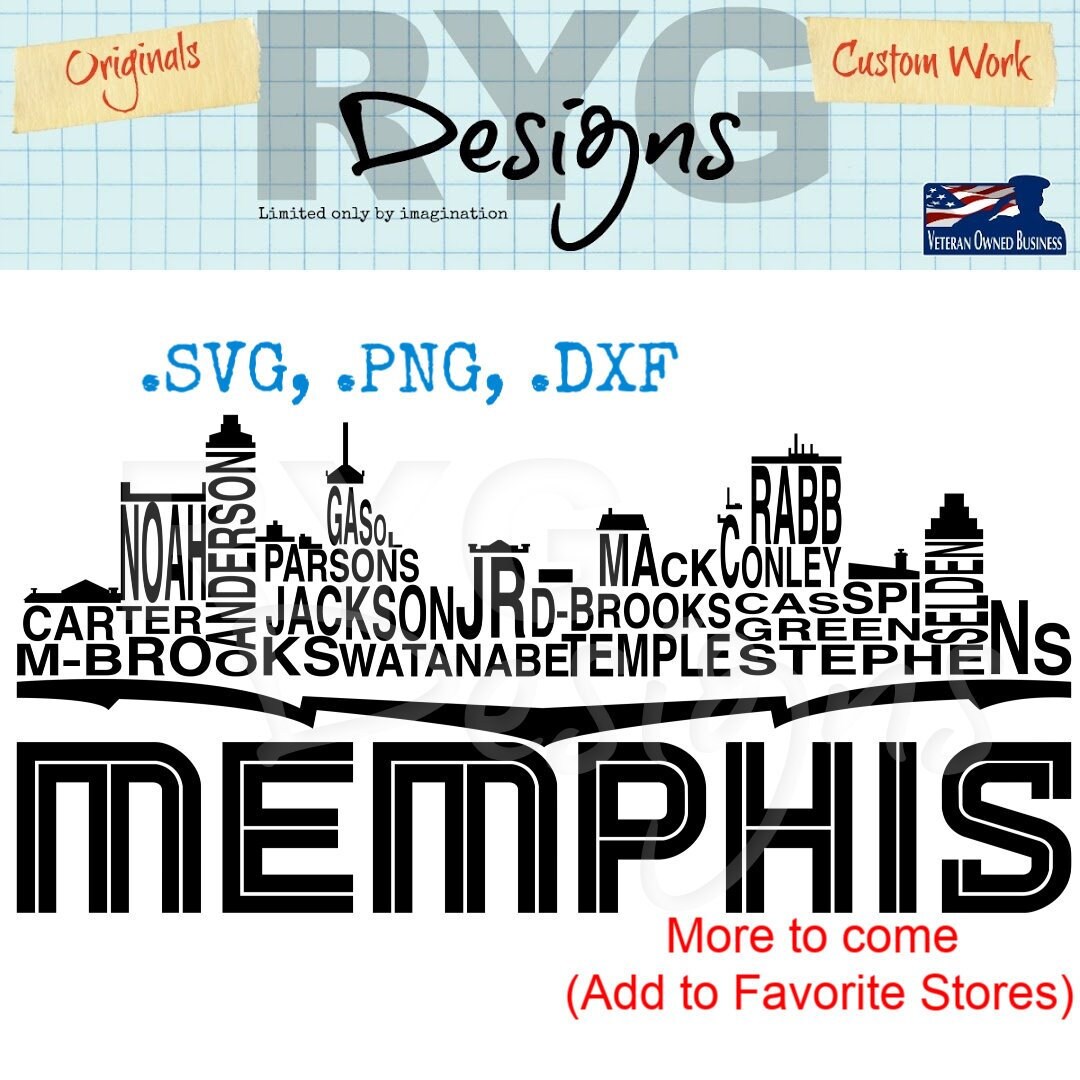Memphis Pro Basketball Team Skyline Names Graphic - Etsy